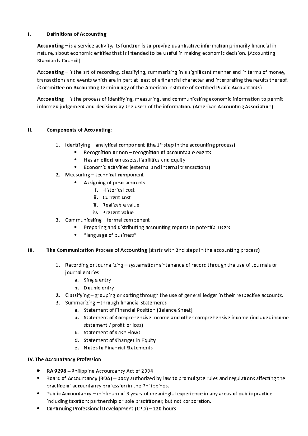 Conceptual-PAS-1 - PAS 1 - I. Definitions of Accounting Accounting – is ...