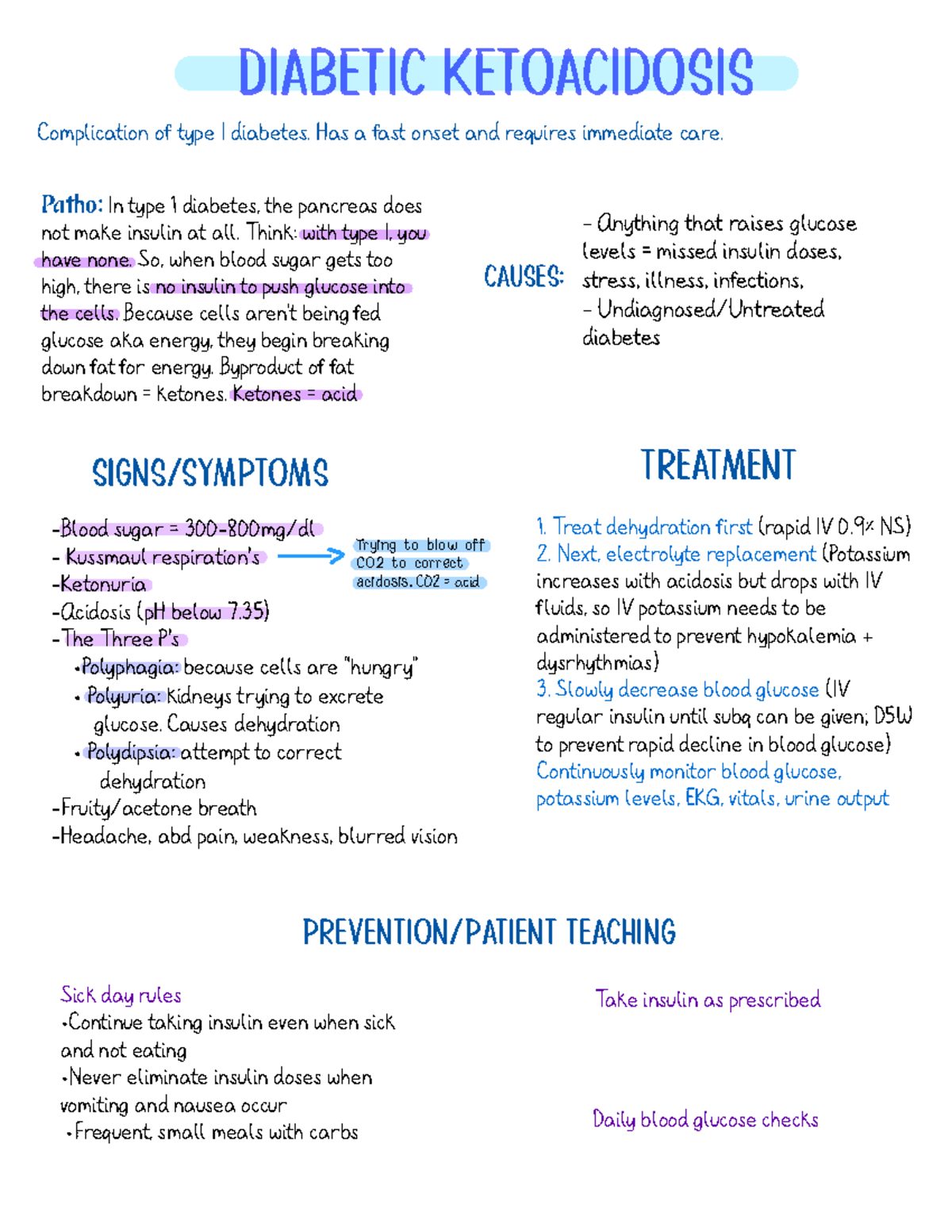 DKA Lecture Notes - Diabetic ketoacidosis Complication of type I ...