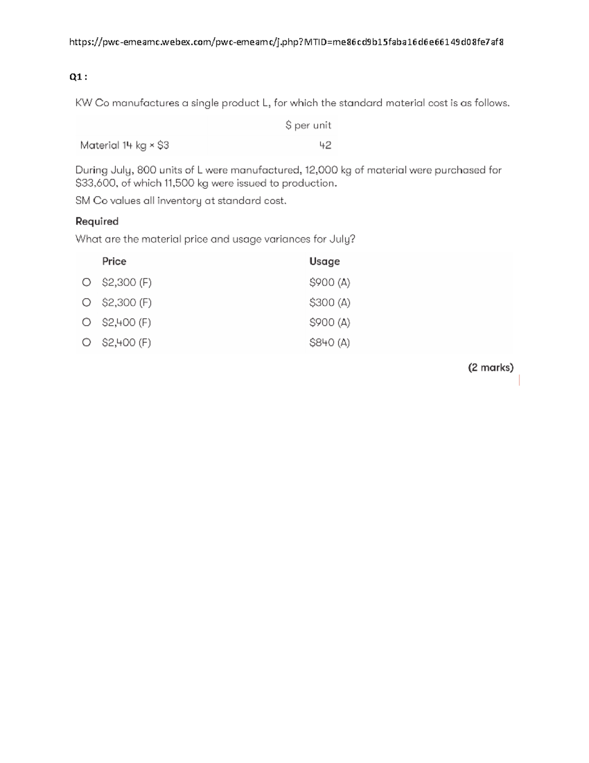 Variance analysis QUE - Mathematics - Studocu