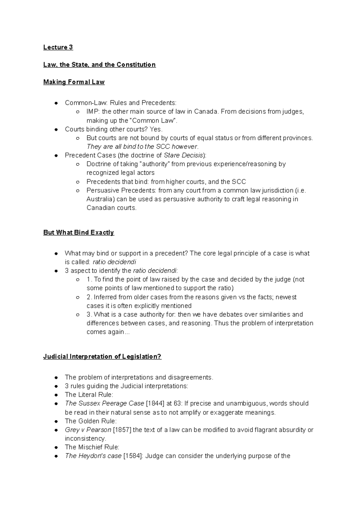 LAWS Lecture 3 - notes - Lecture 3 Law, the State, and the Constitution ...