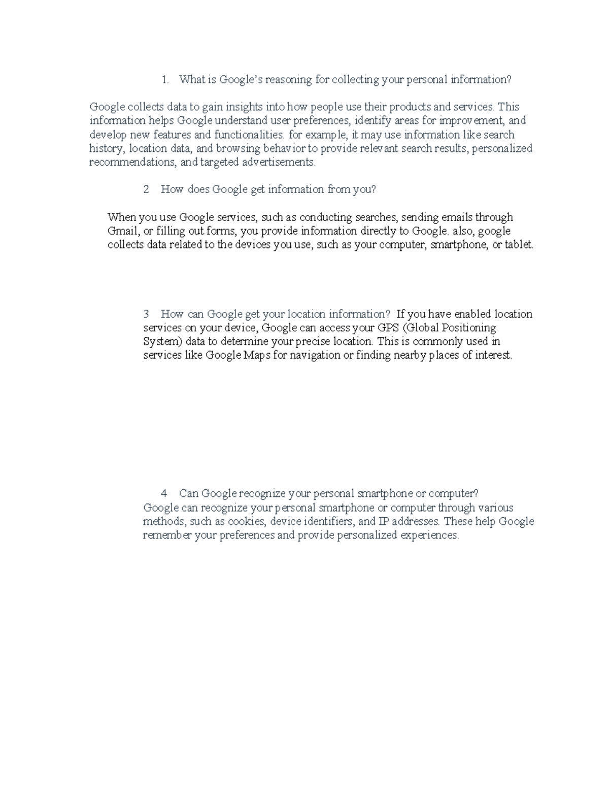 Google work - iiijj - What is Google’s reasoning for collecting your ...