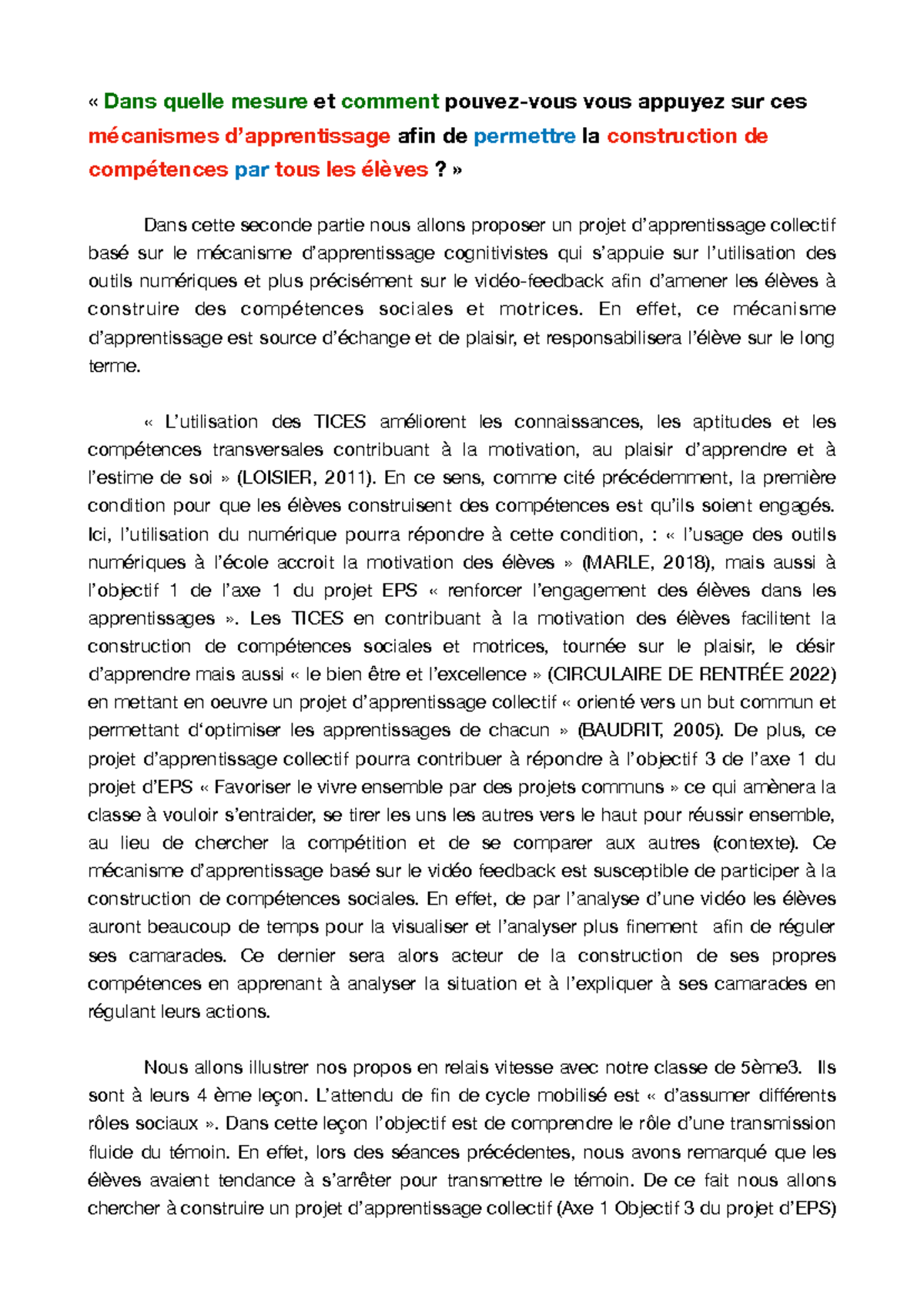 Partie 2- E2 - Cours - « Dans quelle mesure et comment pouvez-vous vous ...