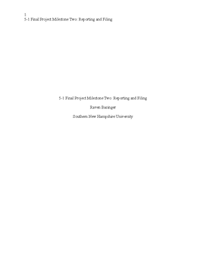 ACC 325 Miletone I - Milestone 1 of the Final Project - 4-3 Short Paper ...