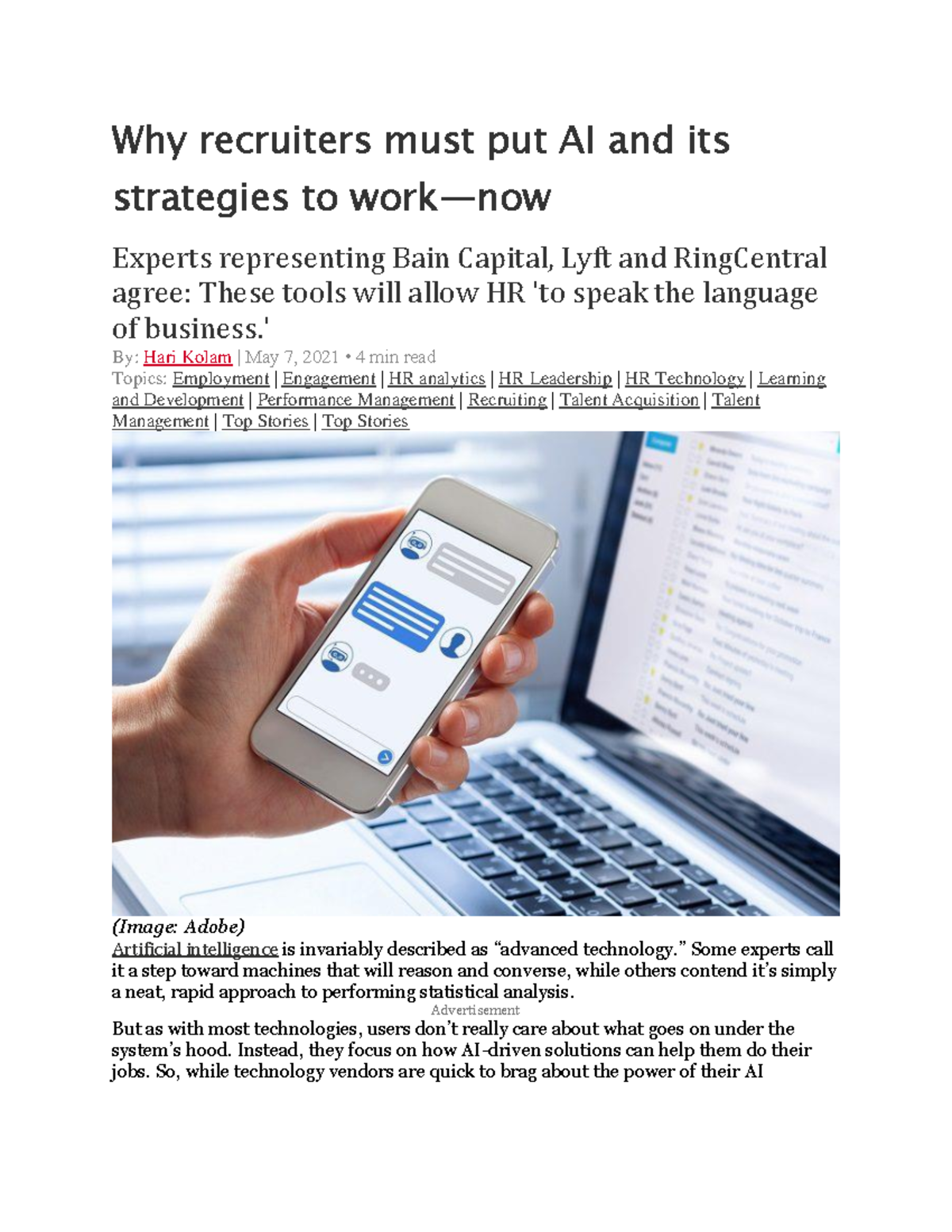 Why recruiters must put AI and its strategies to work—now - Why recruiters must put AI and its ...