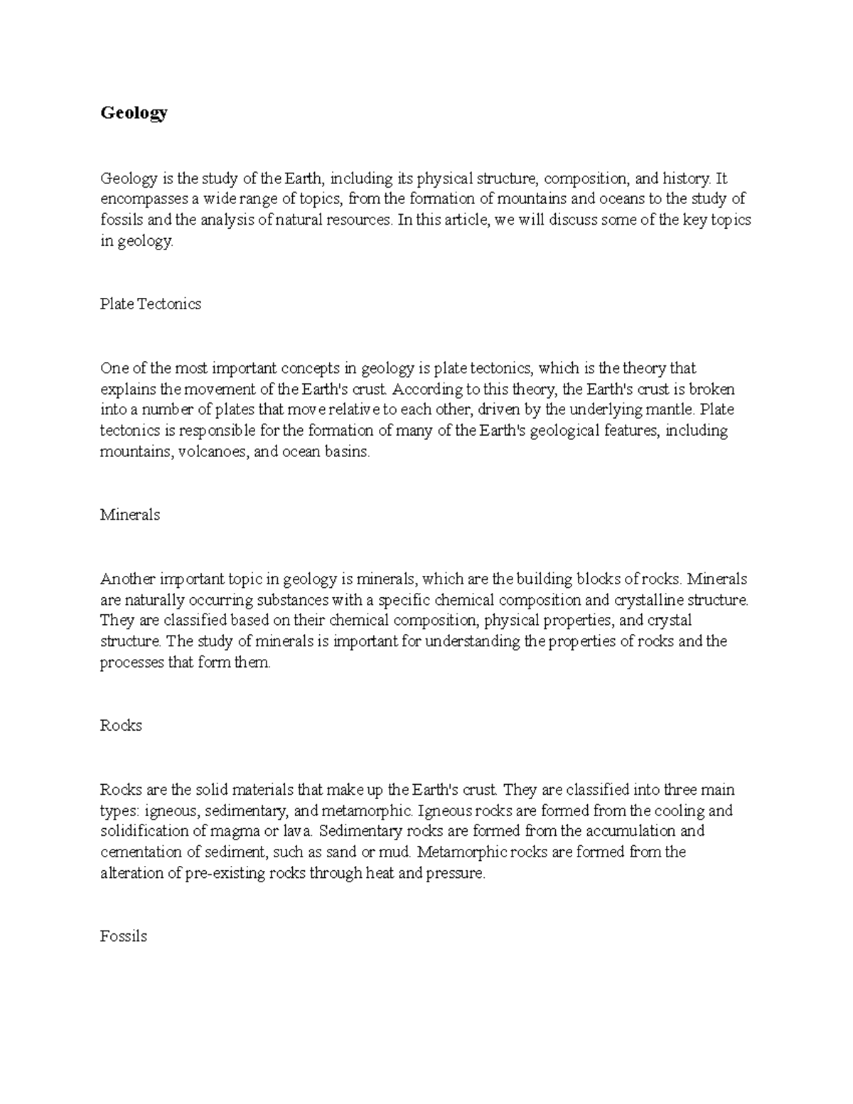 Geology - Geology Geology is the study of the Earth, including its ...