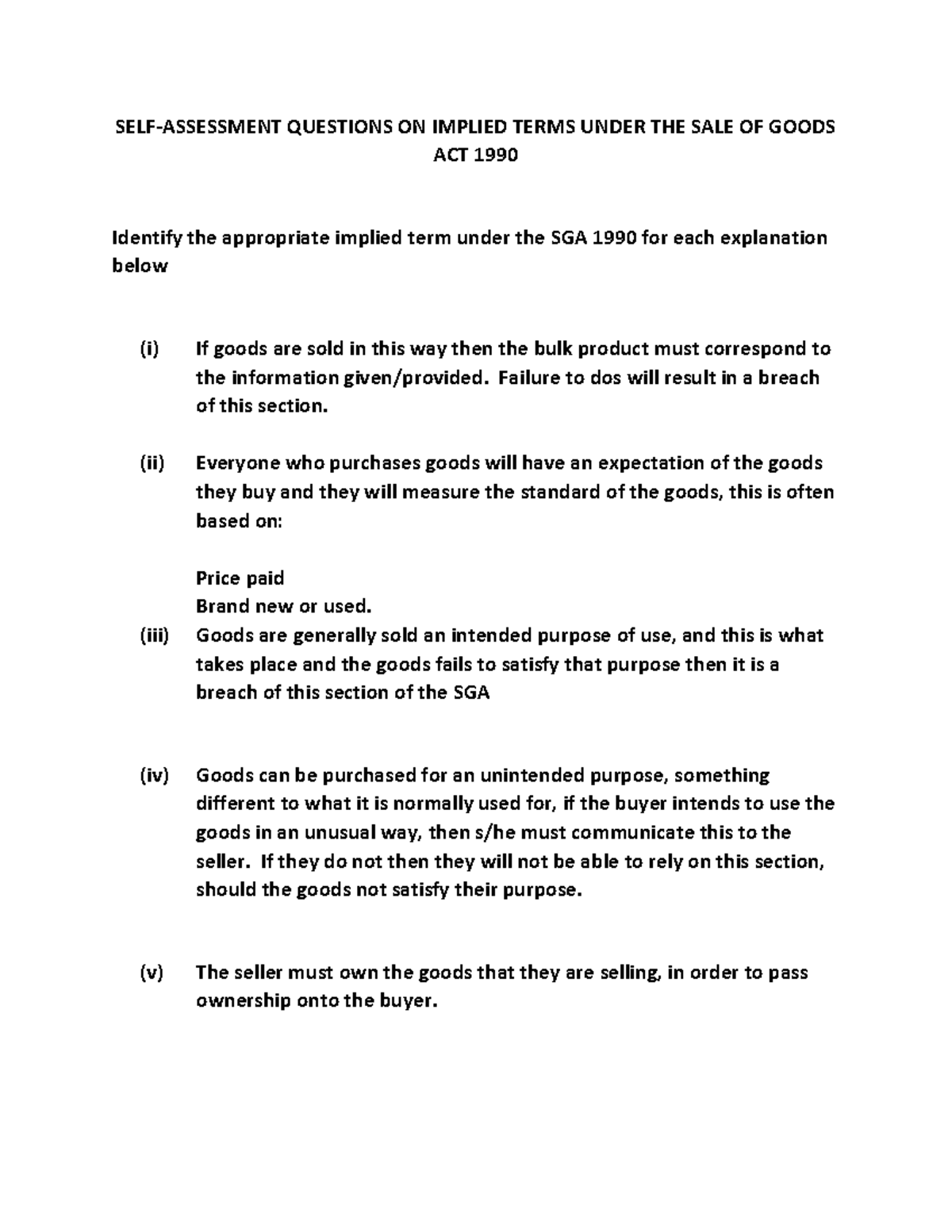 Onlineselfeassessmentquestionssga 1990 - SELF-ASSESSMENT QUESTIONS ON ...