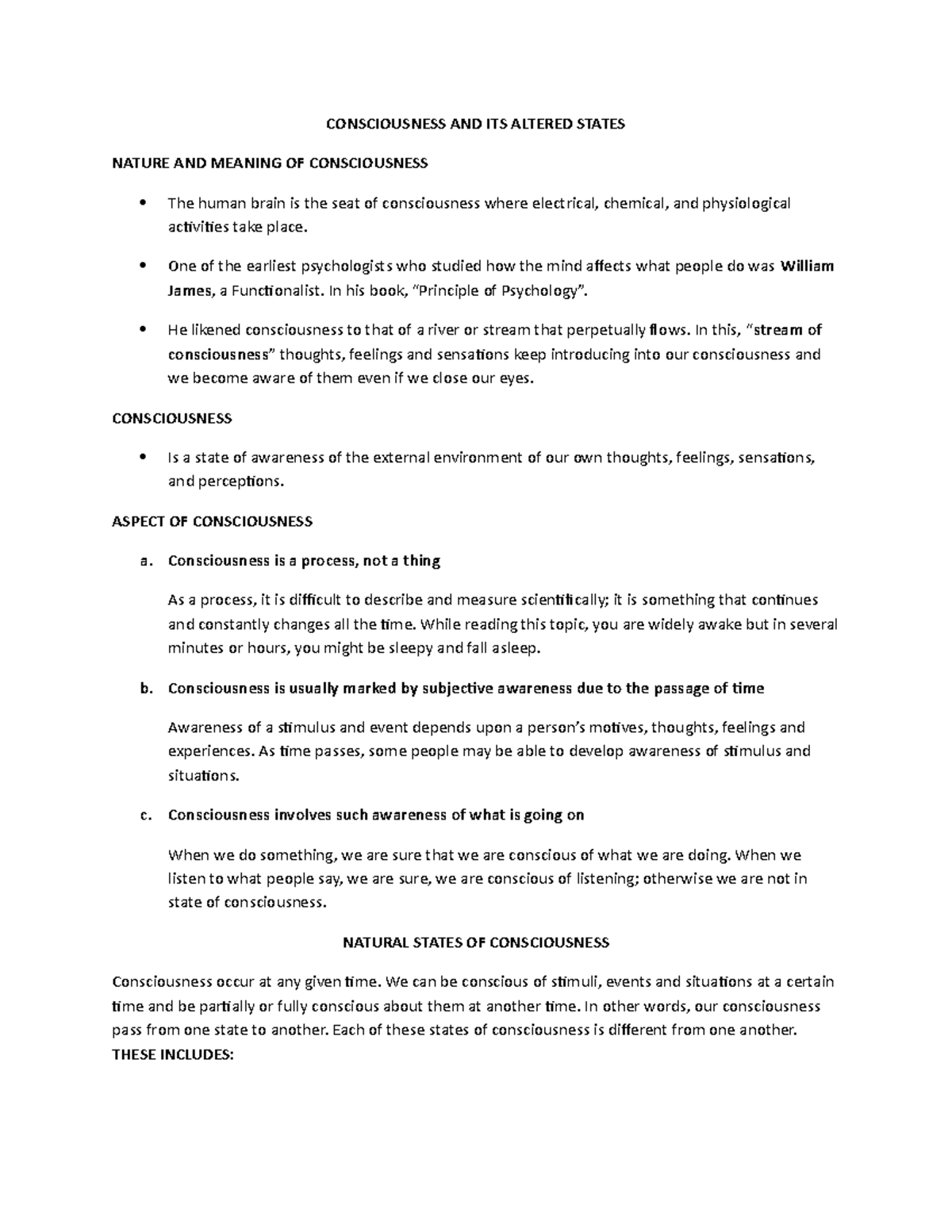 Consciousness AND ITS Altered States - CONSCIOUSNESS AND ITS ALTERED ...