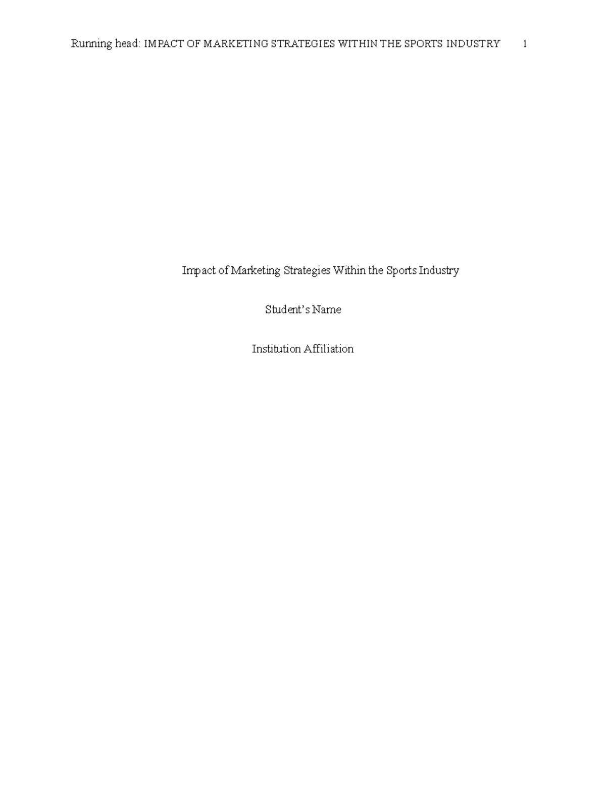 Impact of Marketing Strategies Within the Sports Industry - Running ...