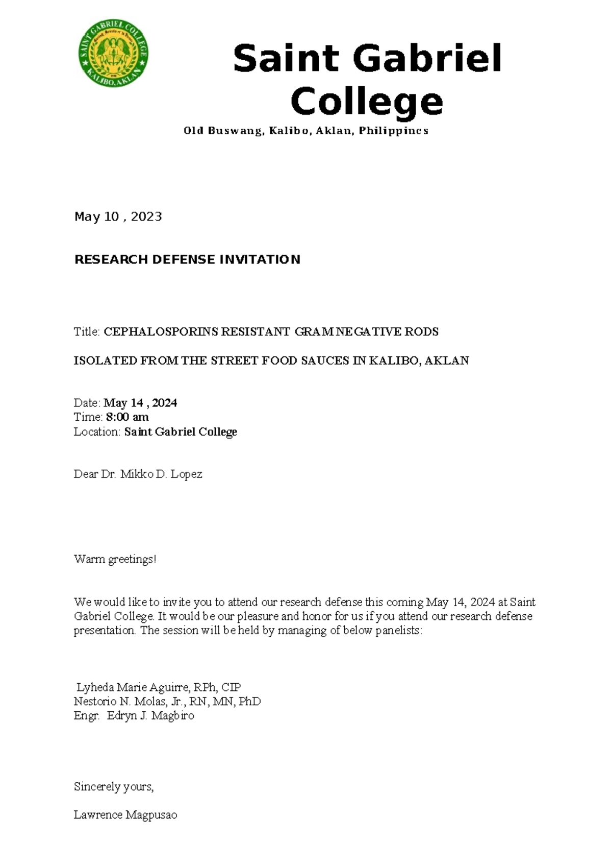 Invitation%20letter%20for%20thesis - Saint Gabriel College Old Buswang ...