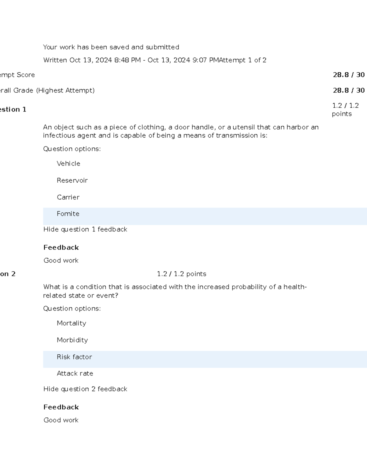 Quiz 6-2 Attempt One with corrections - Your work has been saved and ...