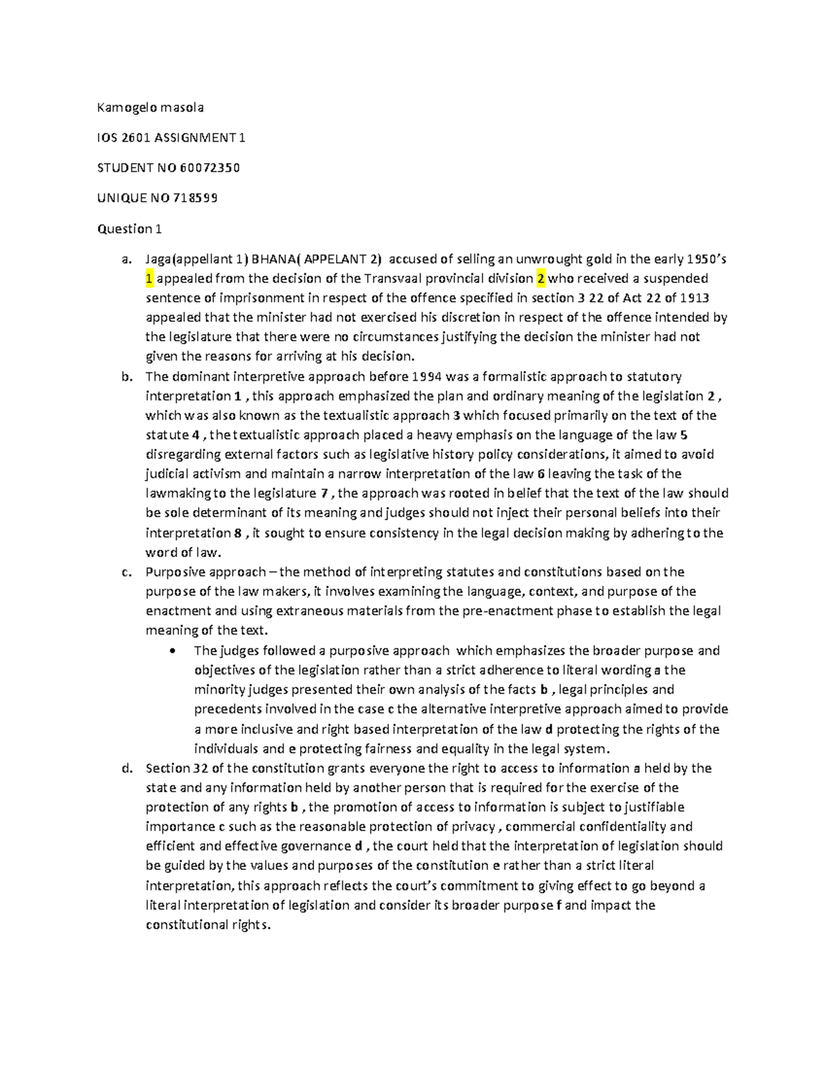 IOS 2601 assignment - Kamogelo masola IOS 2601 ASSIGNMENT 1 STUDENT NO ...