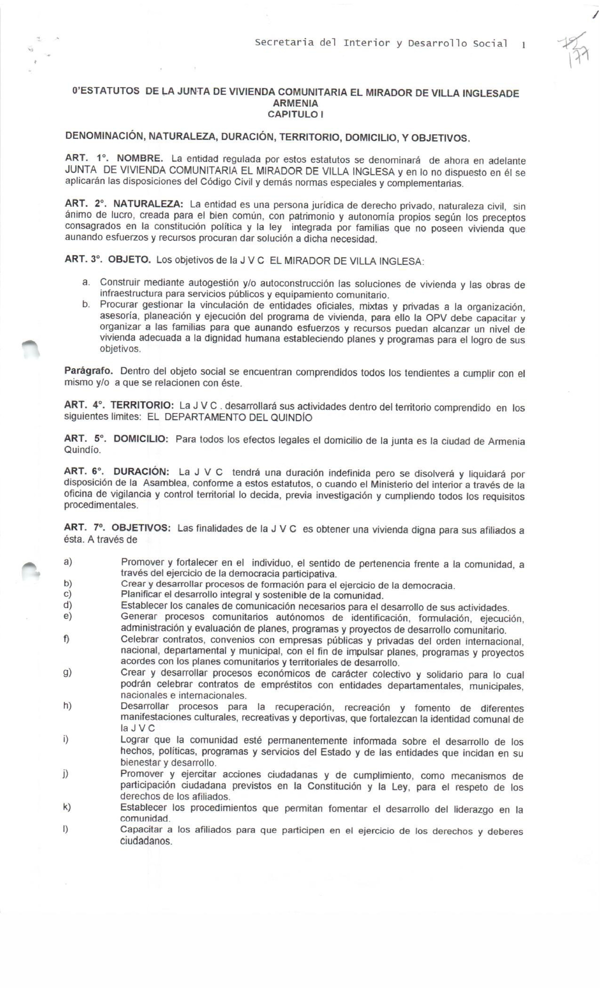 Estatutos Junta DE Vivienda Comunitaria Villa Inglesa - administracion ...