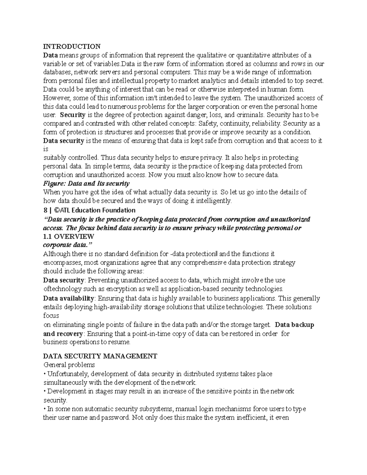 DATA AND Information Security - INTRODUCTION Data means groups of ...