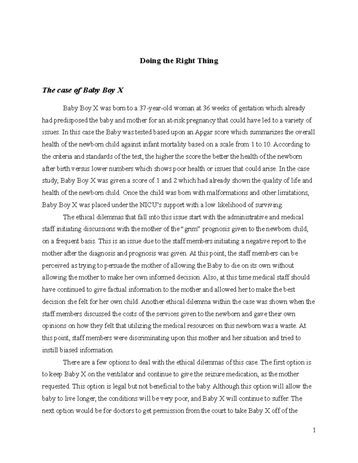 Case Study Baby Boy X Doing The Right Thing The Case Of Baby Boy X case-study-baby-boy-x-doing-the-right-thing-the-case-of-baby-boy-x