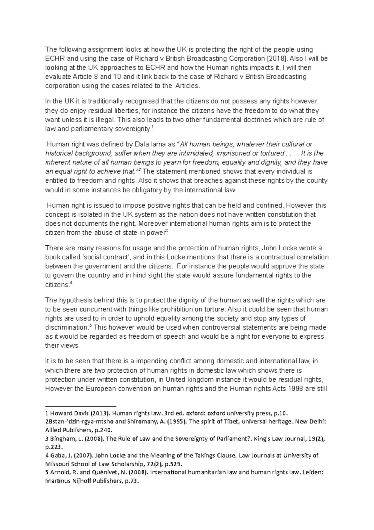 Human rights Assignment 1 - The following assignment looks at how the ...