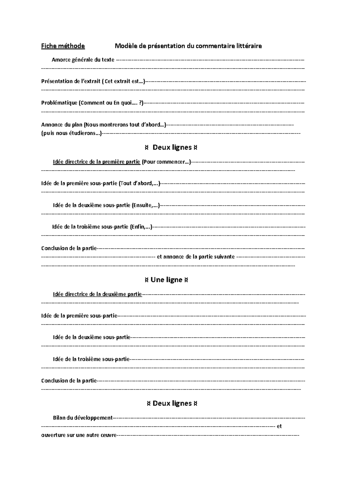 Fiche méthode le commentaire 3 - Fiche méthode Modèle de présentation ...