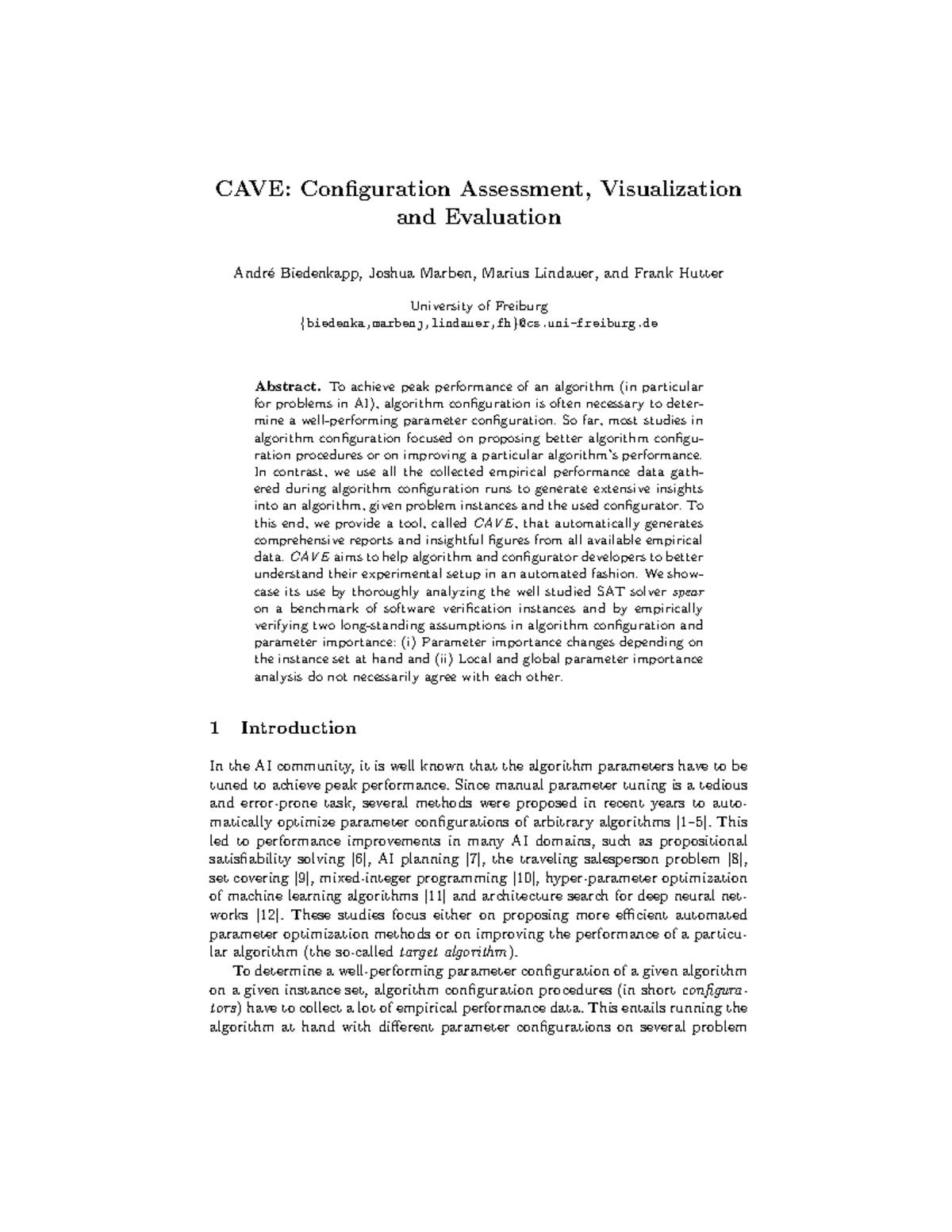 CAVE Configuration Assessment, Visualizationand Evaluation - uni ...