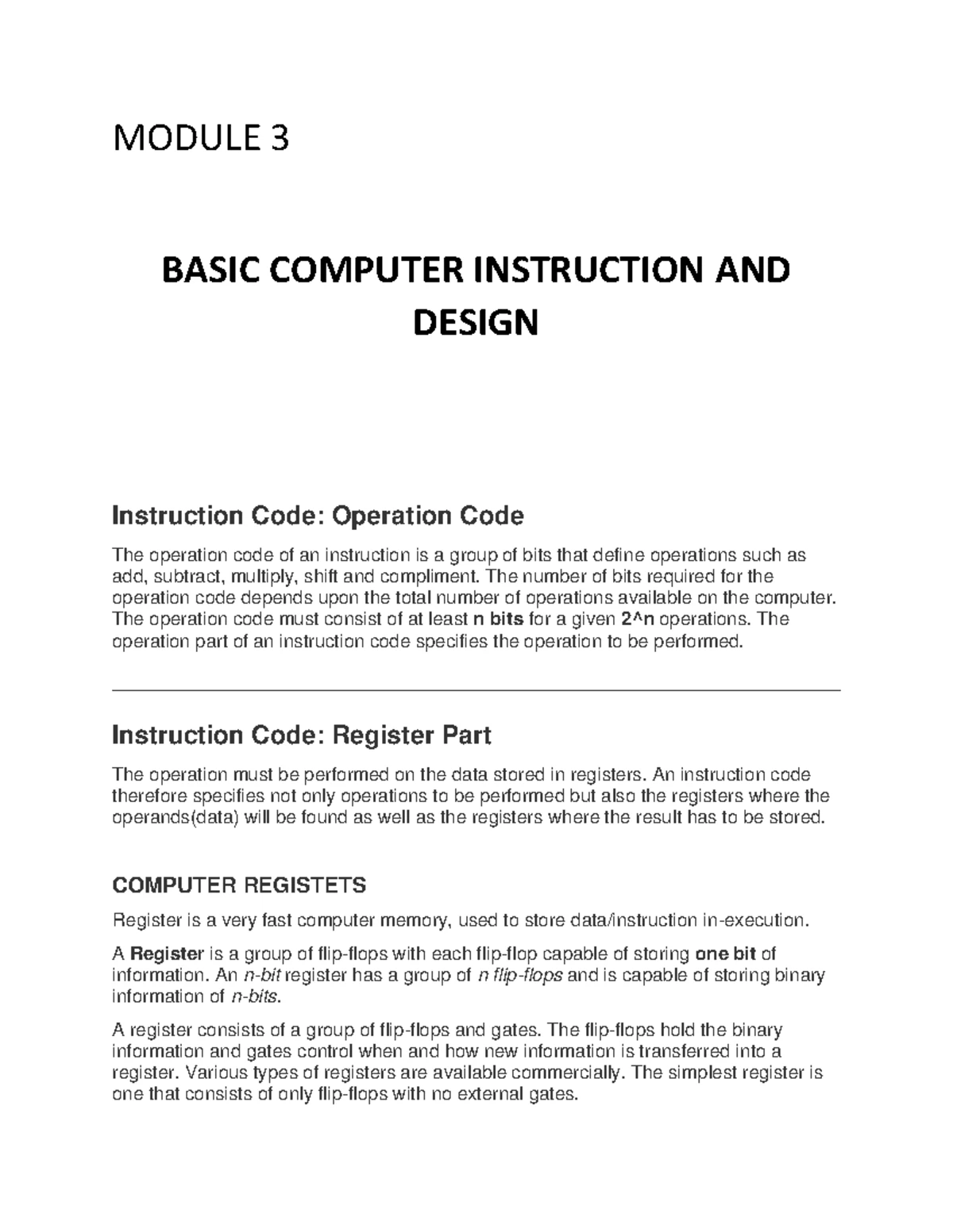 COA - Module IV - 1 Unit IV – Microprogrammed Control Hardwired Control Unit: When the control ...