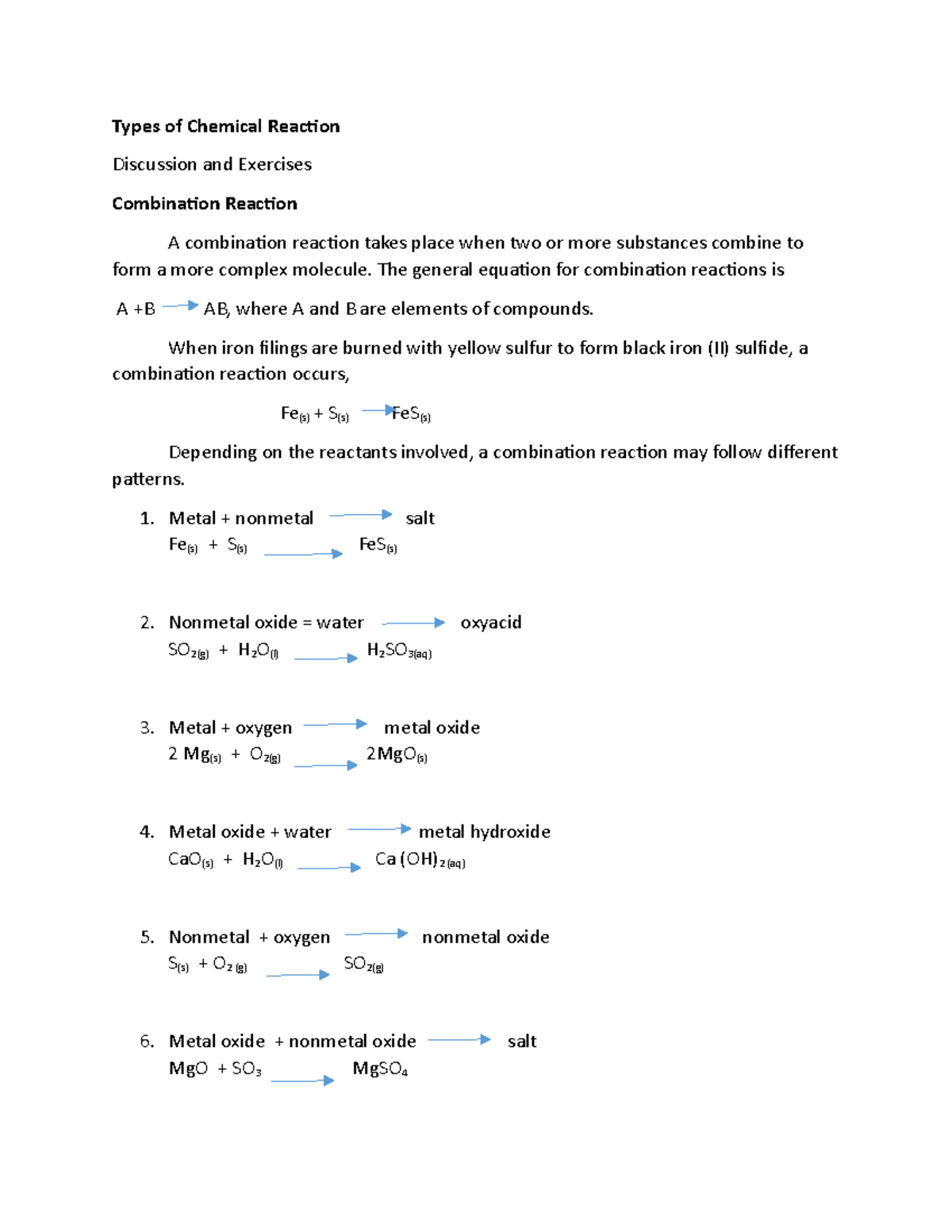 Chem 3- Types of Chemical Reaction - Types of Chemical Reaction ...