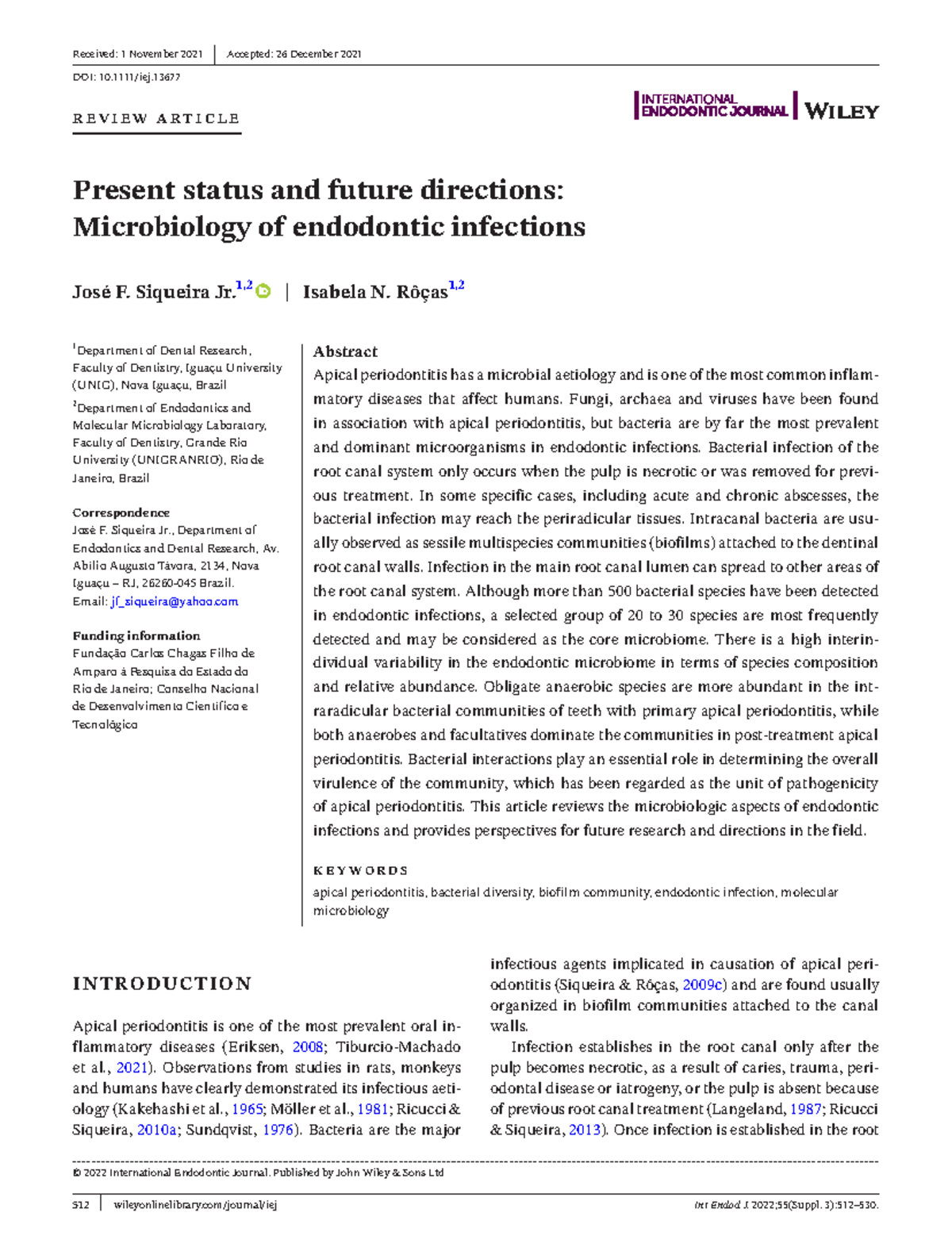 Micro of endo infection - 512 | wileyonlinelibrary/journal/iej Int ...