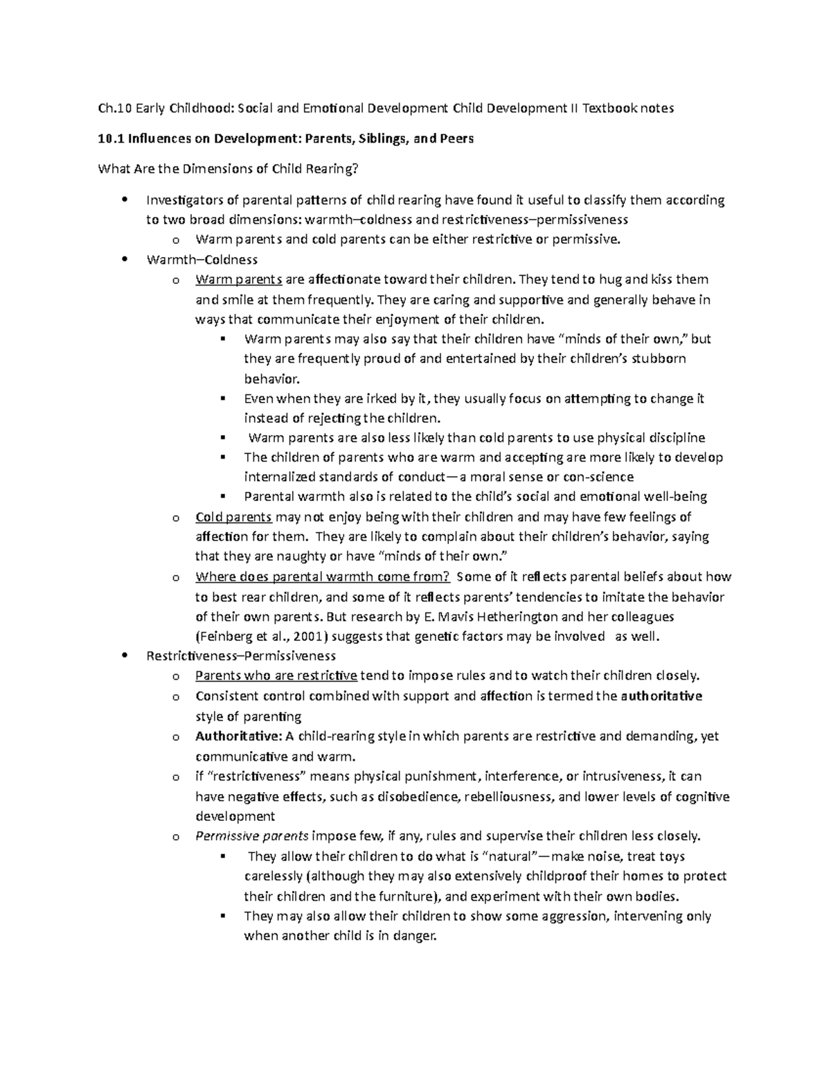 Ch.10 Early Childhood Social and Emotional Development Child ...