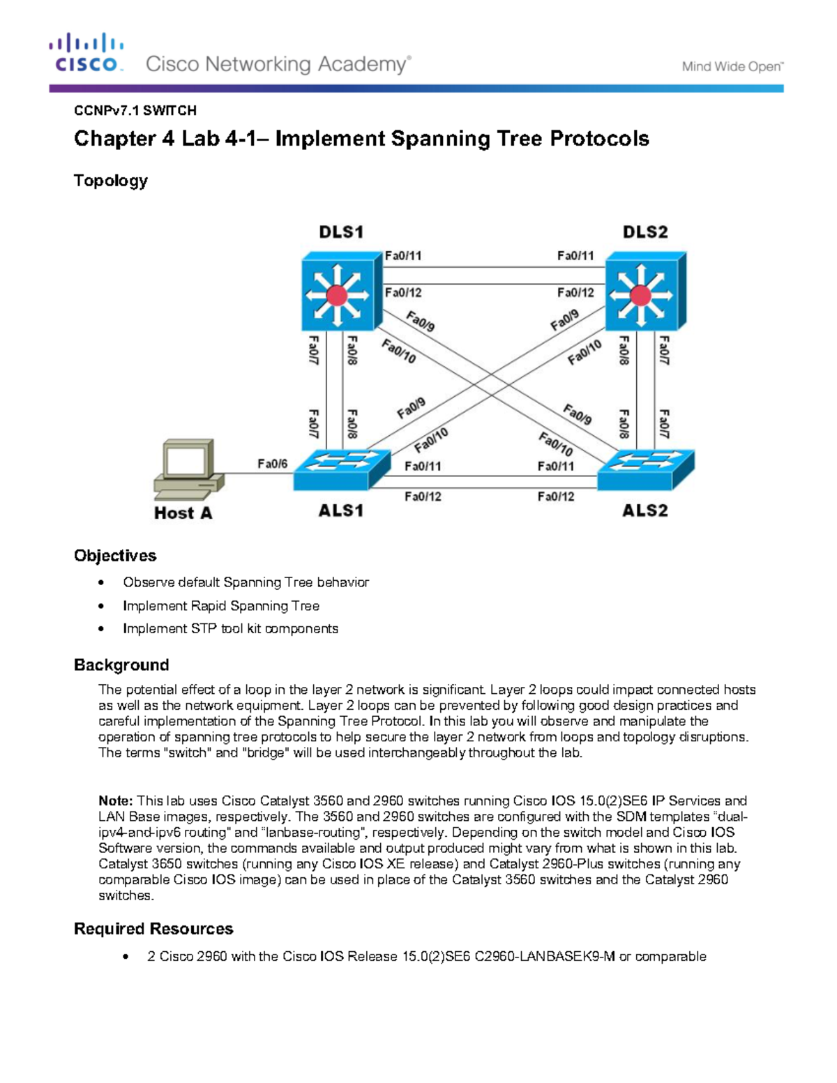 LAB Report- Configuring a Layer 2 Network with the Spanning Tree Protocol - CCNPv7 SWITCH ...