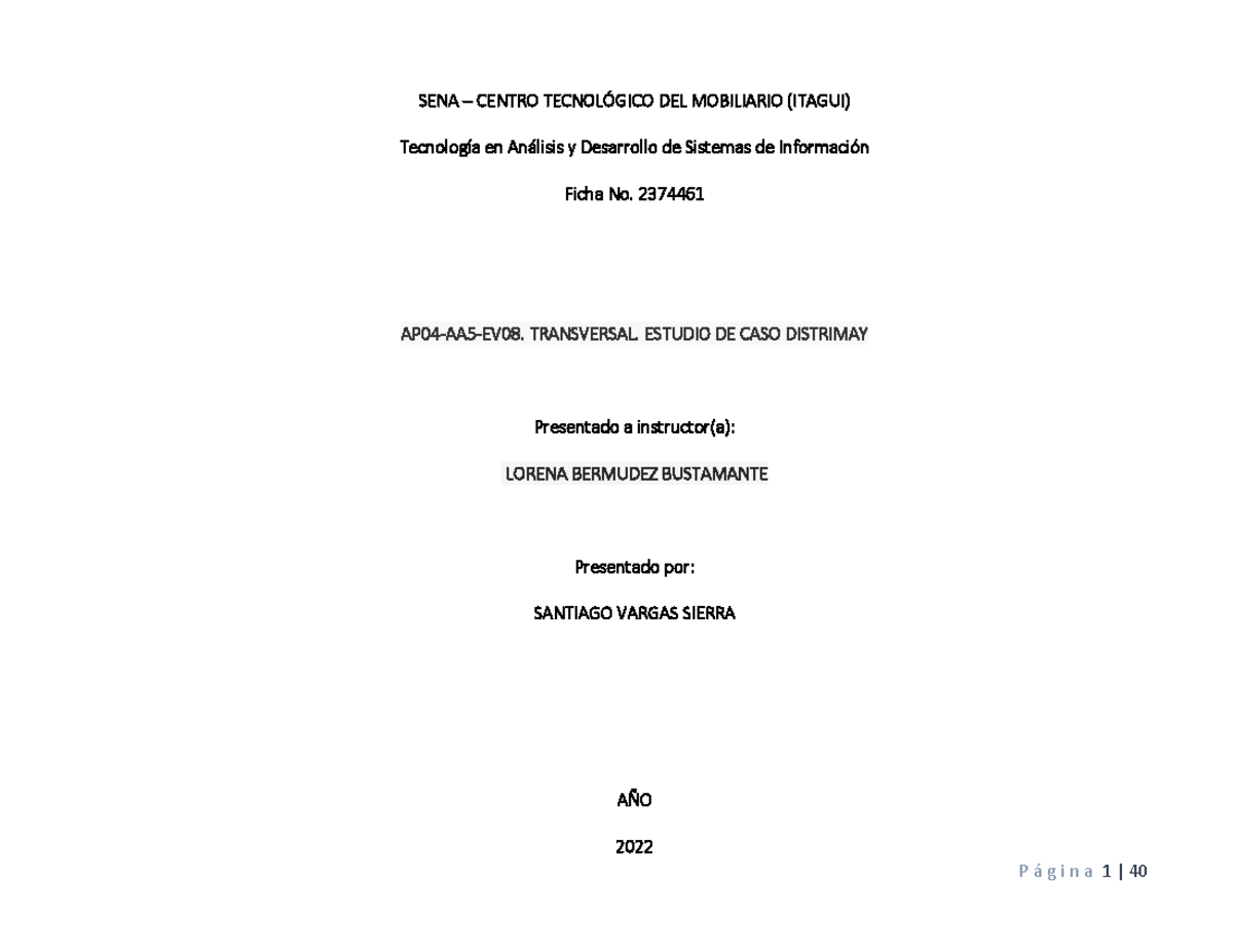8 AP04-AA5-EV08. Transversal. Estudio DE CASO Distrimay - SENA – CENTRO TECNOLÓGICO DEL ...