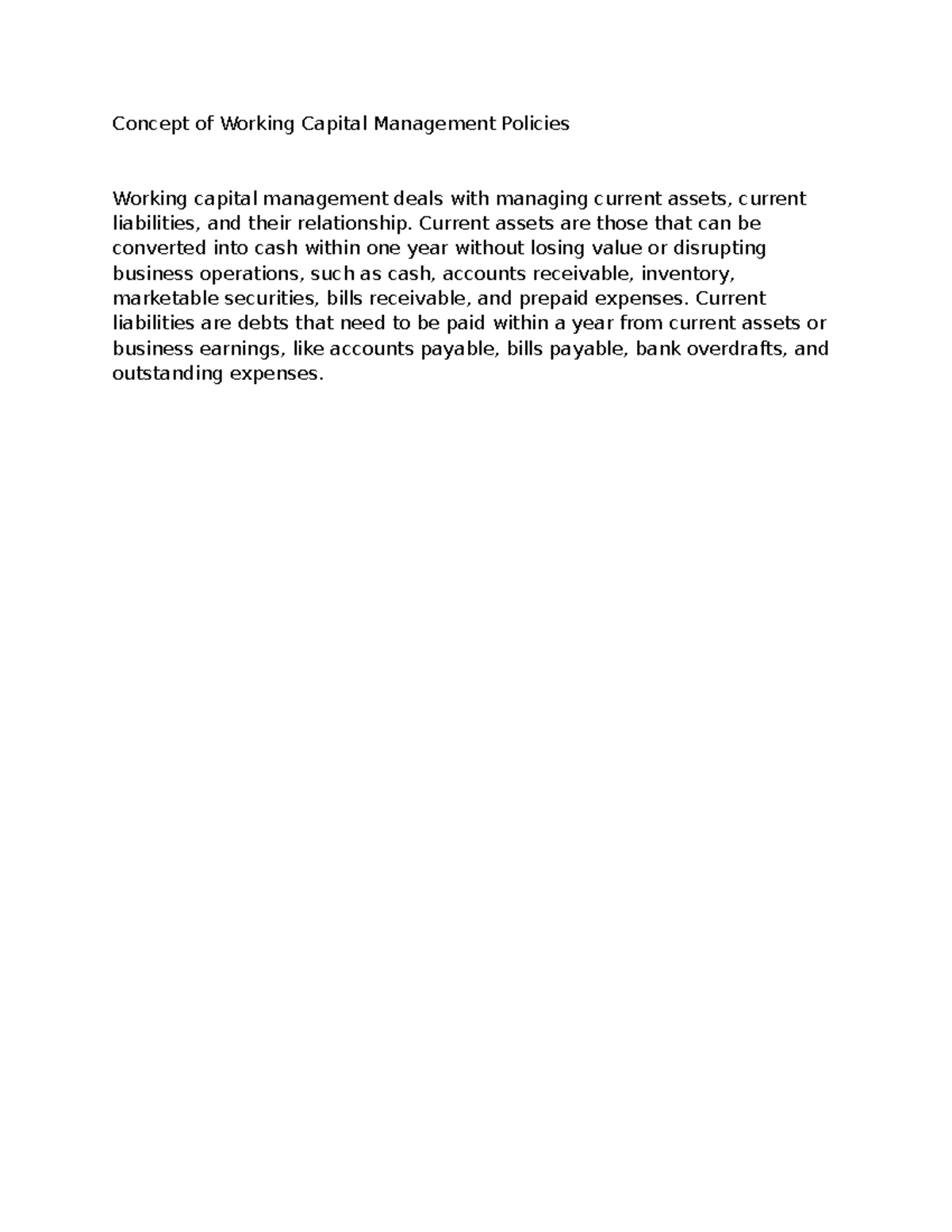 Document 8 - Finance - Concept of Working Capital Management Policies ...
