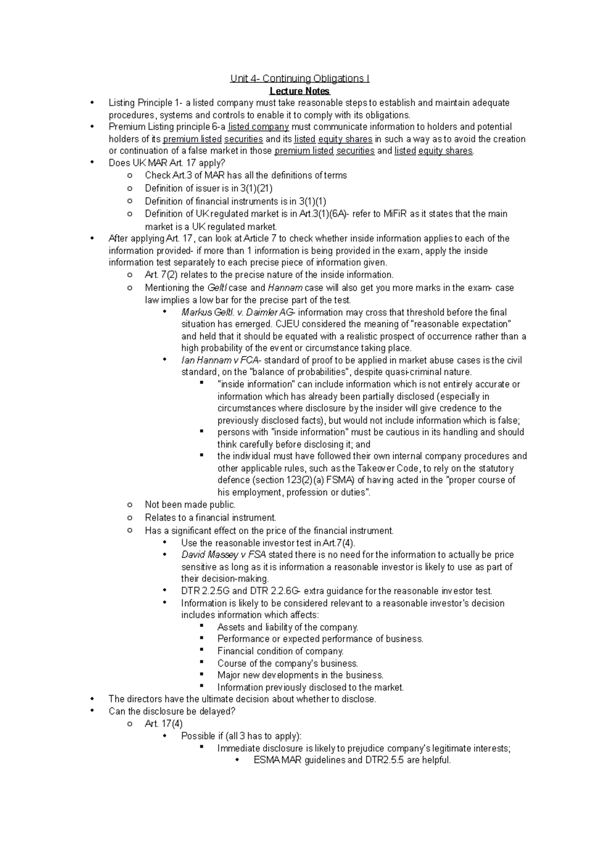 Unit 4- Continuing Obligations I - Unit 4- Continuing Obligations I ...
