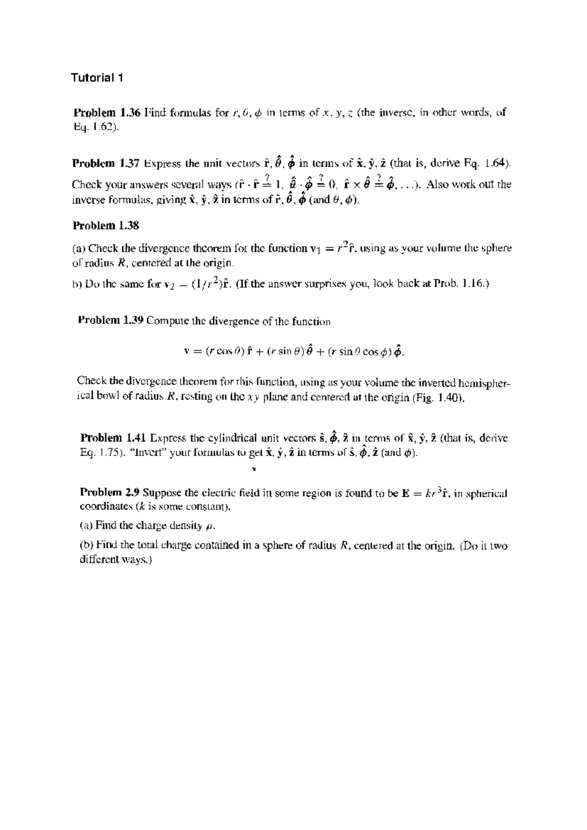 Tutorial 1 - expressing unit vectors in terms of x, y and z and working ...