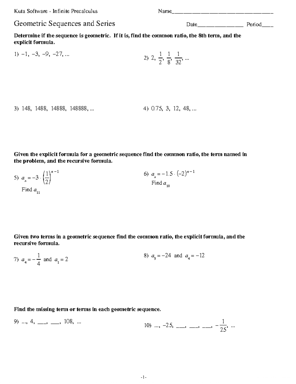 13 - Geometric Sequences and Series - ©p 2q0M1T6[ kKHuQtea VSNonfmtVw ...