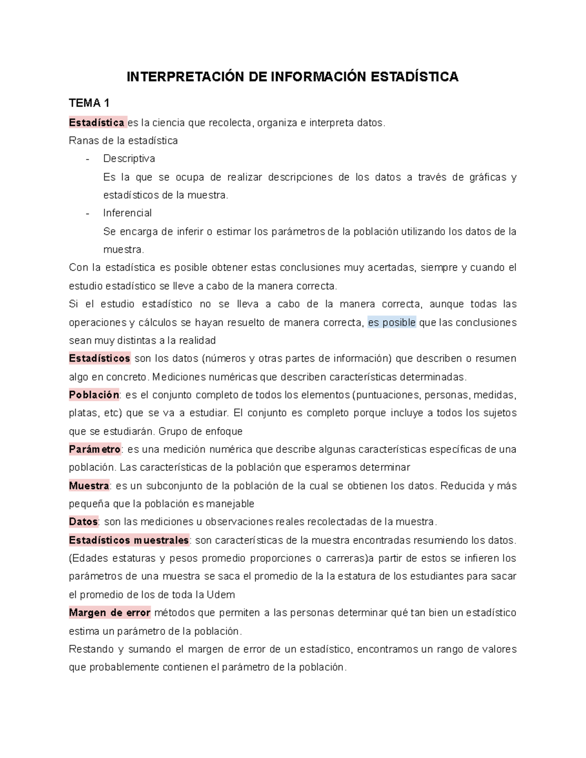 Interpretación DE Información Estadística - INTERPRETACIÓN DE ...