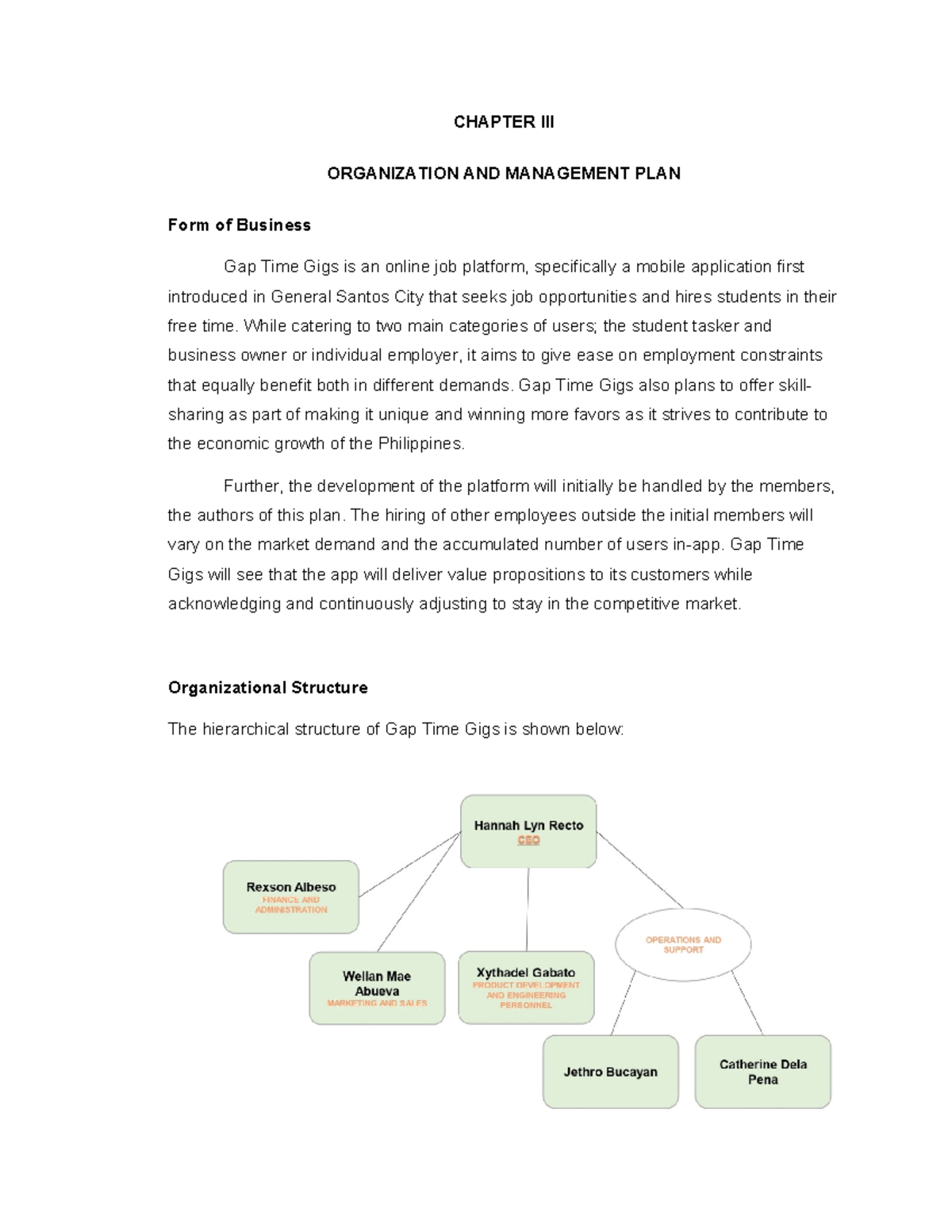 Chapter-III - CHAPTER III ORGANIZATION AND MANAGEMENT PLAN Form of ...