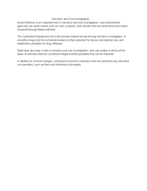 Narcotics and Vice Investigation notes - Narcotics and Vice ...