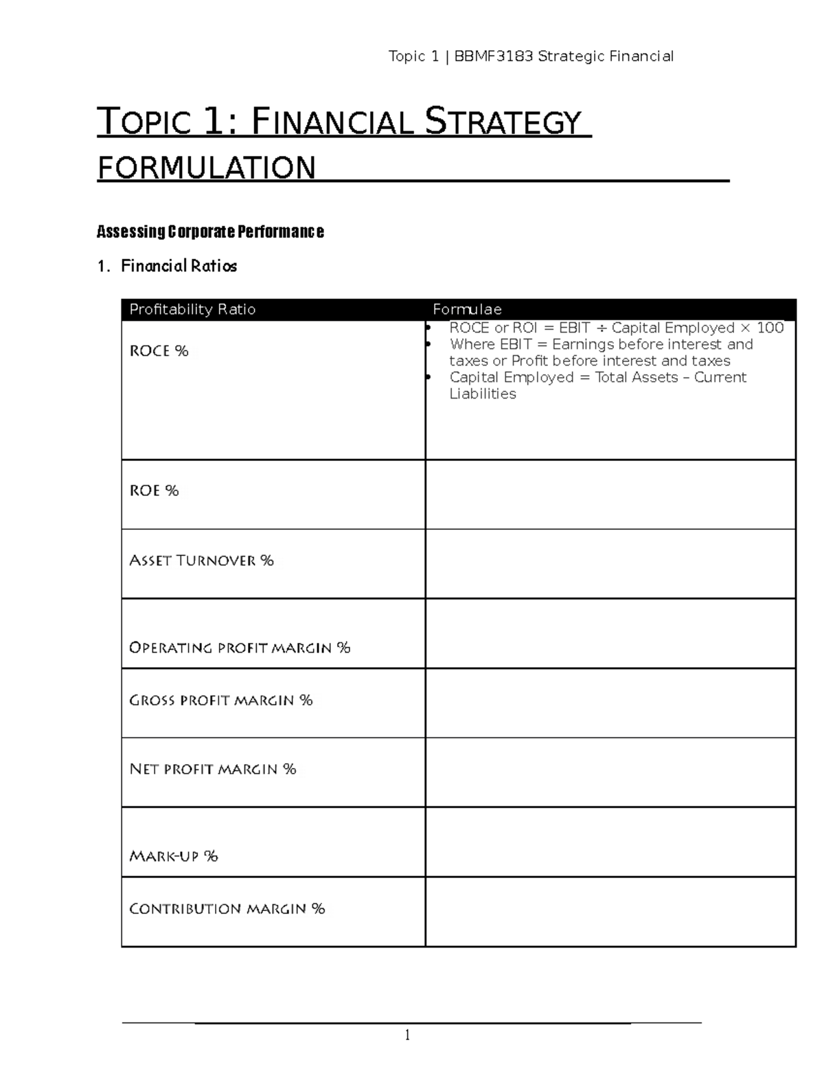 1.1 Topic 1 edited - try the best - TOPIC 1: FINANCIAL STRATEGY ...