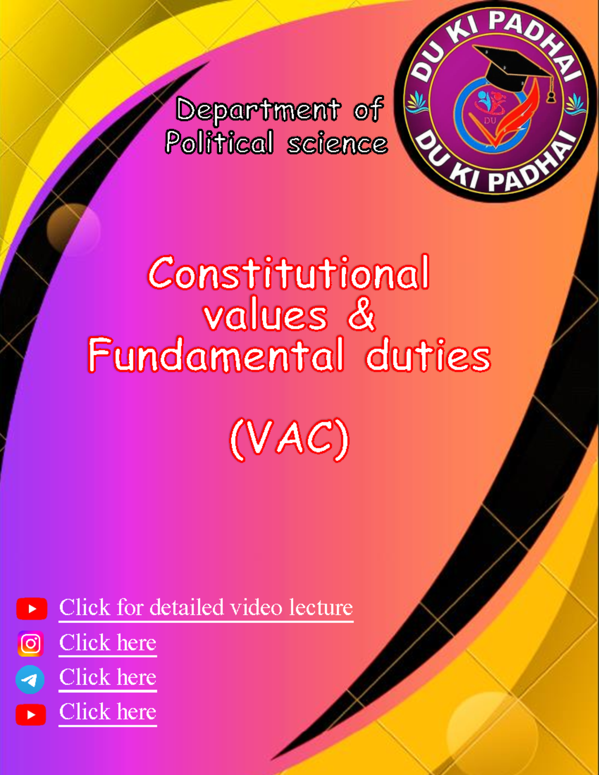 Study Material Unit-2 Constitutional values - Click for detailed video ...