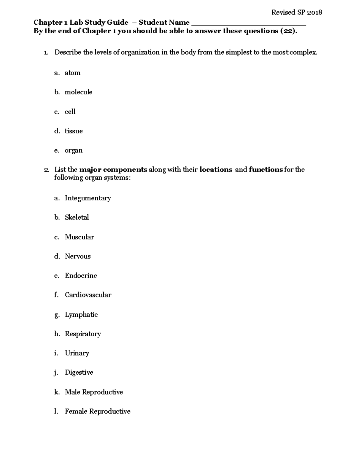 Chapter 1 Lab Study Guide SP 2018 - Copy - Chapter 1 Lab Study Guide ...