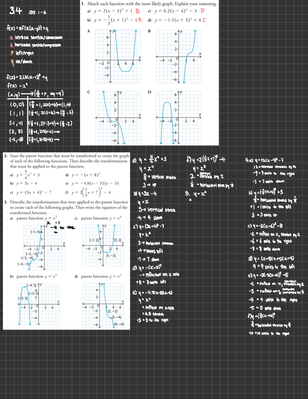 Transformations within polynomials Assignment - 3. 4 1551-6 B D A C fix)=af(k(x-p)) - a vertical ...