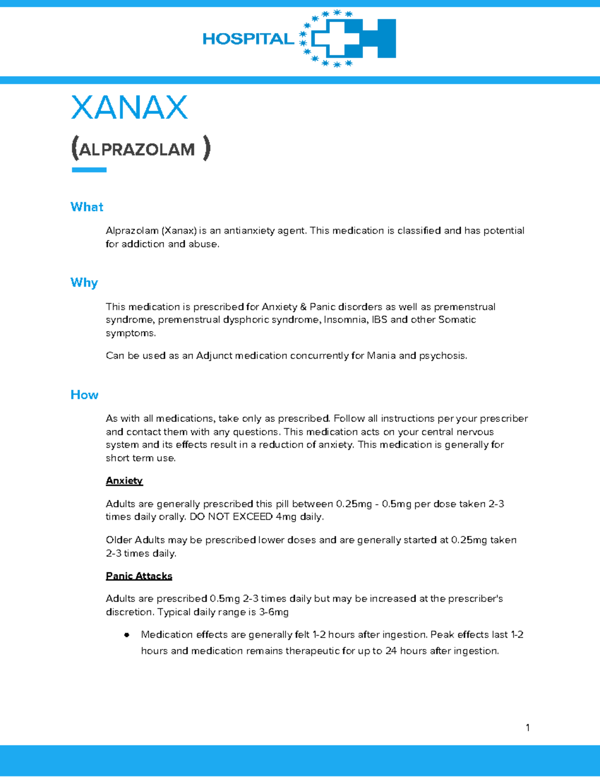 Alprazolam Education Flyer - XANAX ( ALPRAZOLAM ) What Alprazolam ...