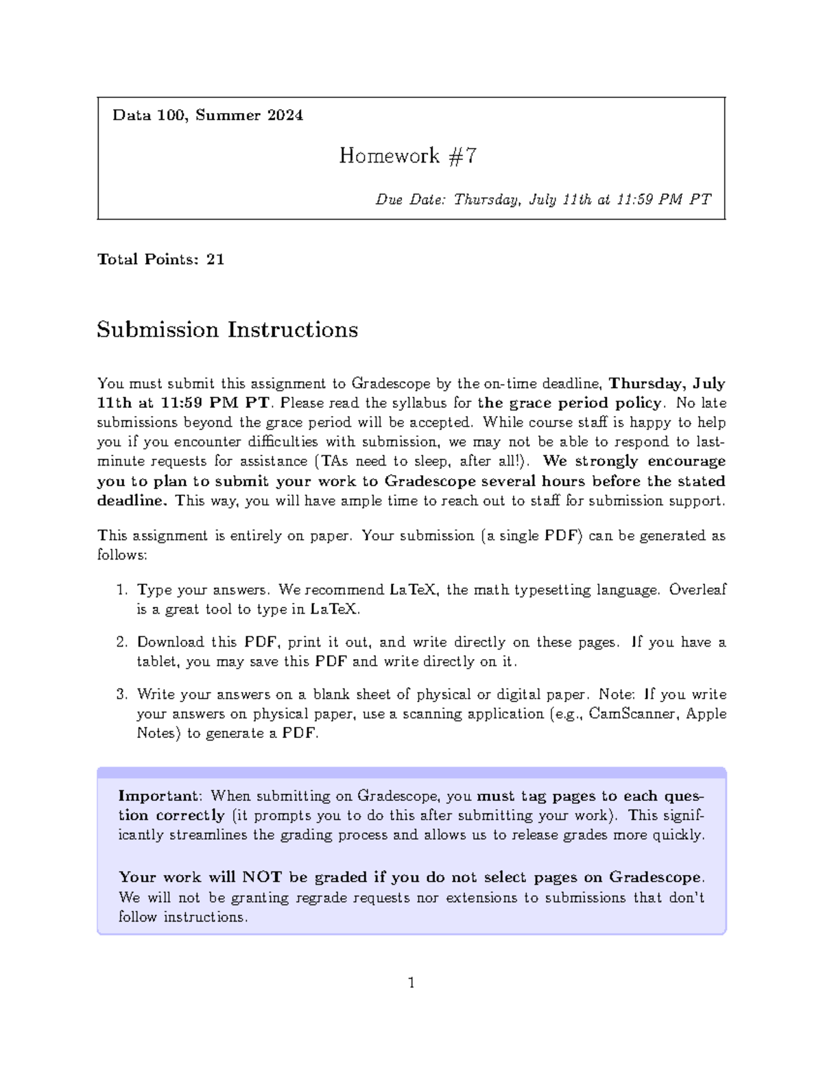 The homework math 104 the introduction of analysis - Data 100, Summer 2024 Homework Due Date ...