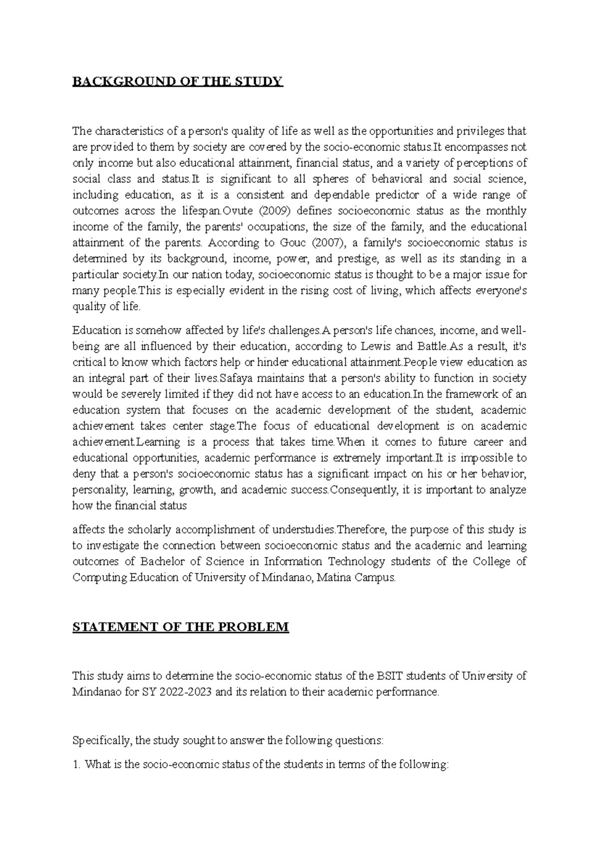 Background-OF-THE- Study Oliver - BACKGROUND OF THE STUDY The ...