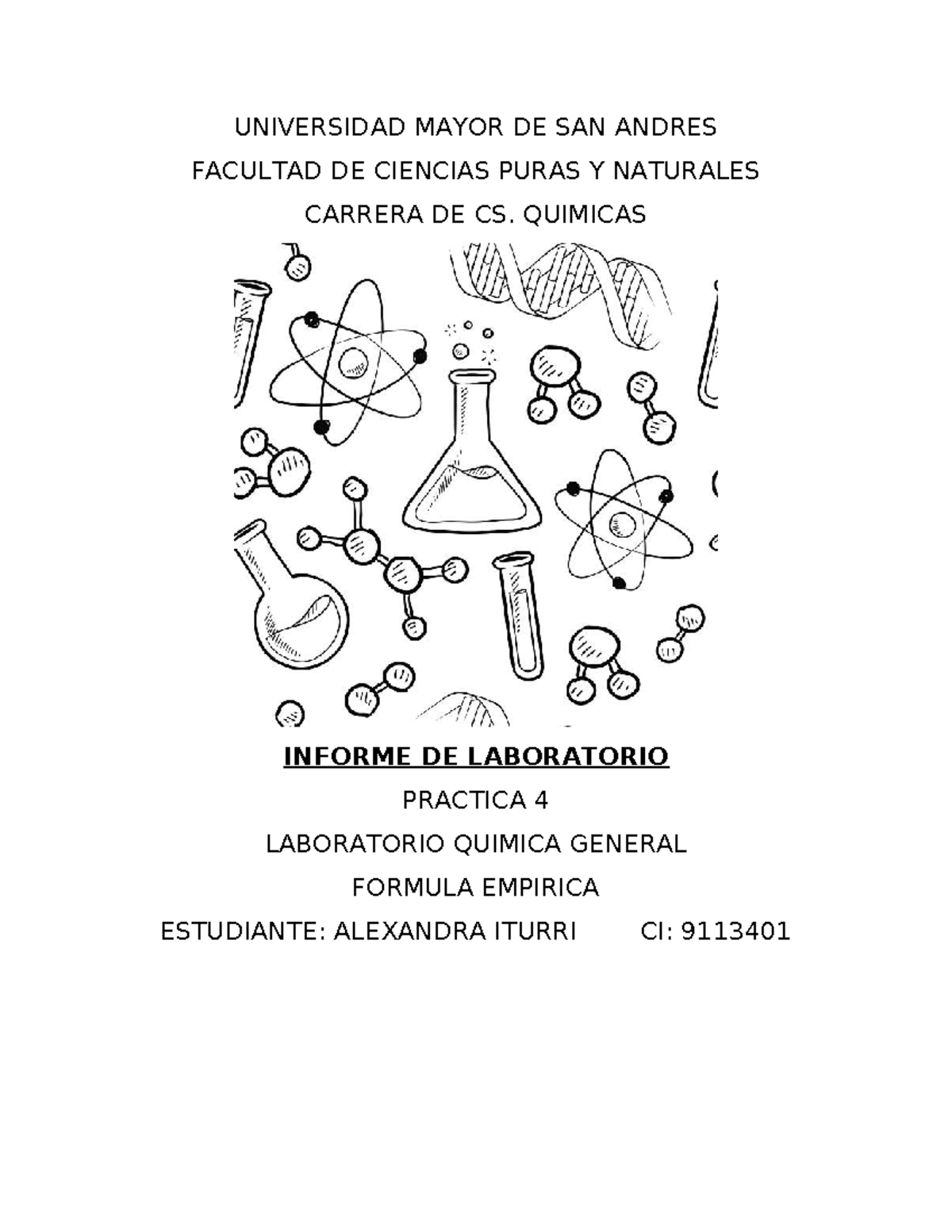 Lab FORMULA EMPIRICA - UNIVERSIDAD MAYOR DE SAN ANDRES FACULTAD DE ...
