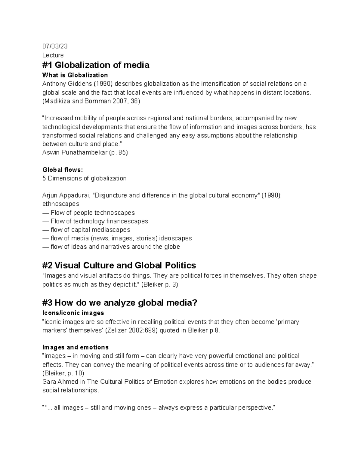 Week 3 Visual Media + Comms - 07/03/ Lecture #1 Globalization of media ...