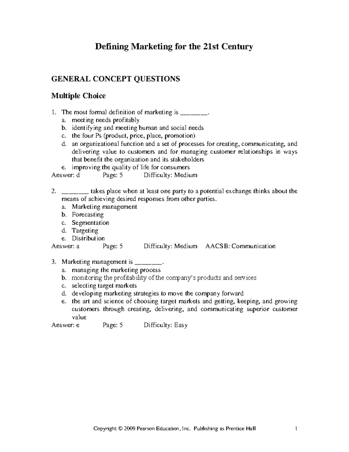 Multiple-choice review questions - Copyright © 2009 Pearson Education ...