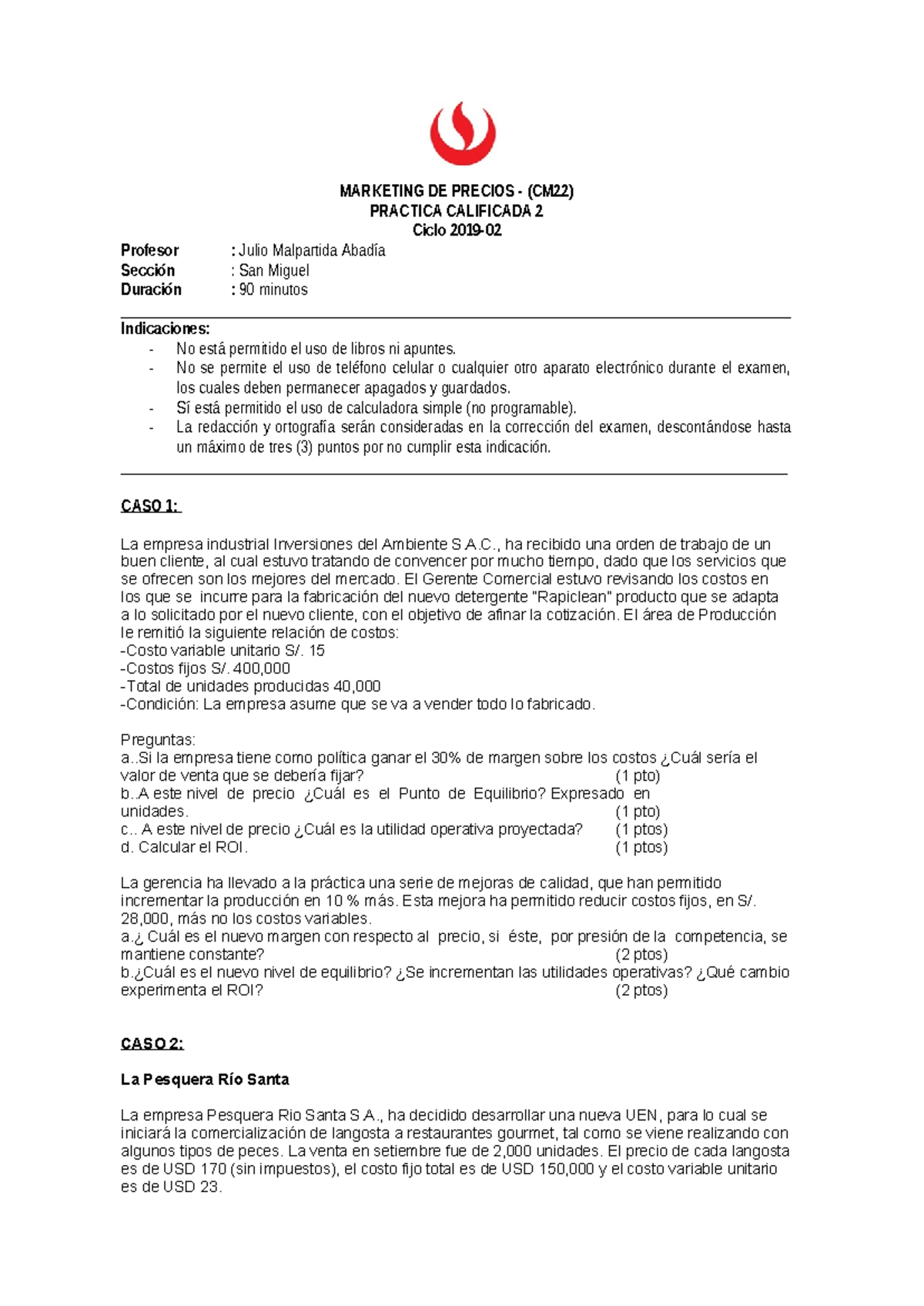 PC2-2019 02 San Miguel - MARKETING DE PRECIOS - (CM22) PRACTICA ...