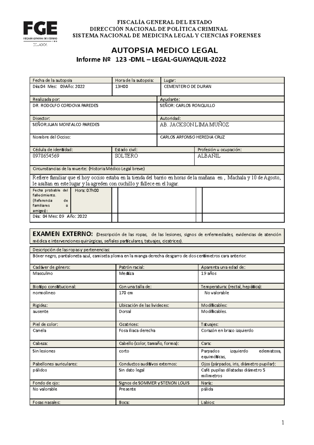 Autopsia EN Blanco Policia AB Trabajo - DIRECCIÓN NACIONAL DE POLÍTICA ...