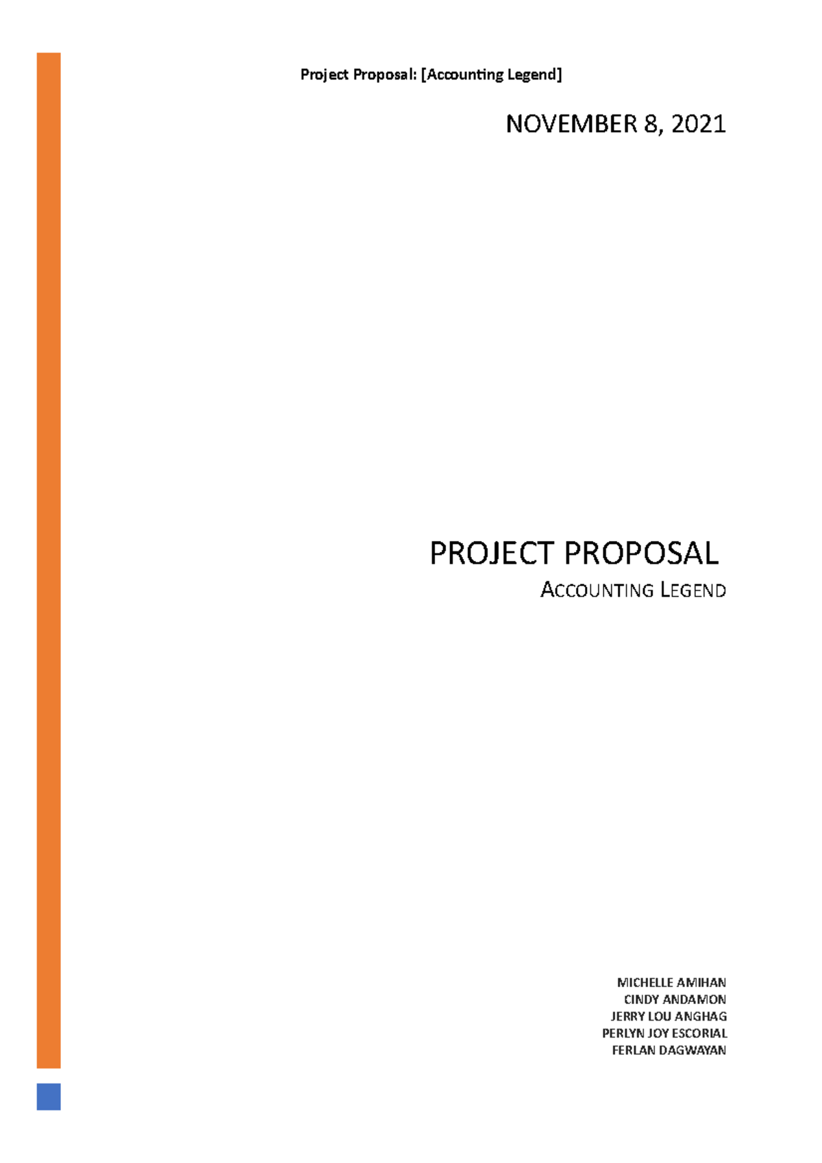 Project Proposal - Lecture notes a - Bachelor of Science in Chemical ...
