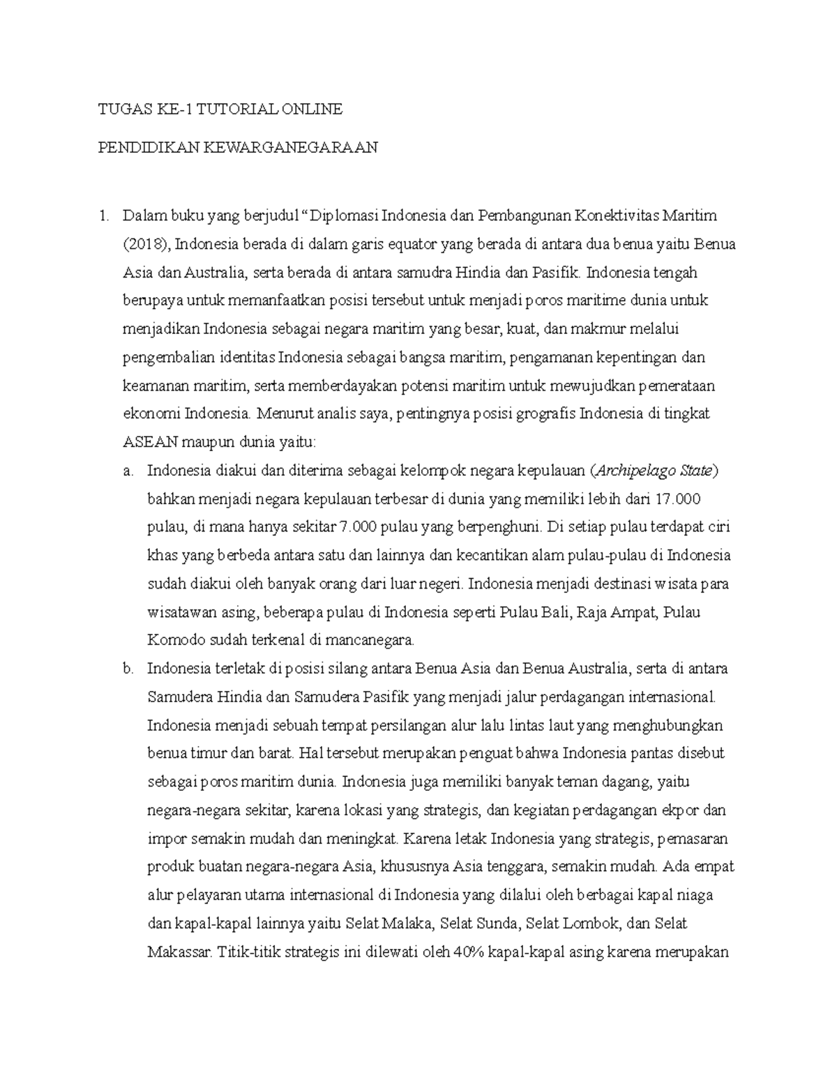 Tugas 1 PKN - TUGAS KE-1 TUTORIAL ONLINE PENDIDIKAN KEWARGANEGARAAN Dalam buku yang berjudul ...