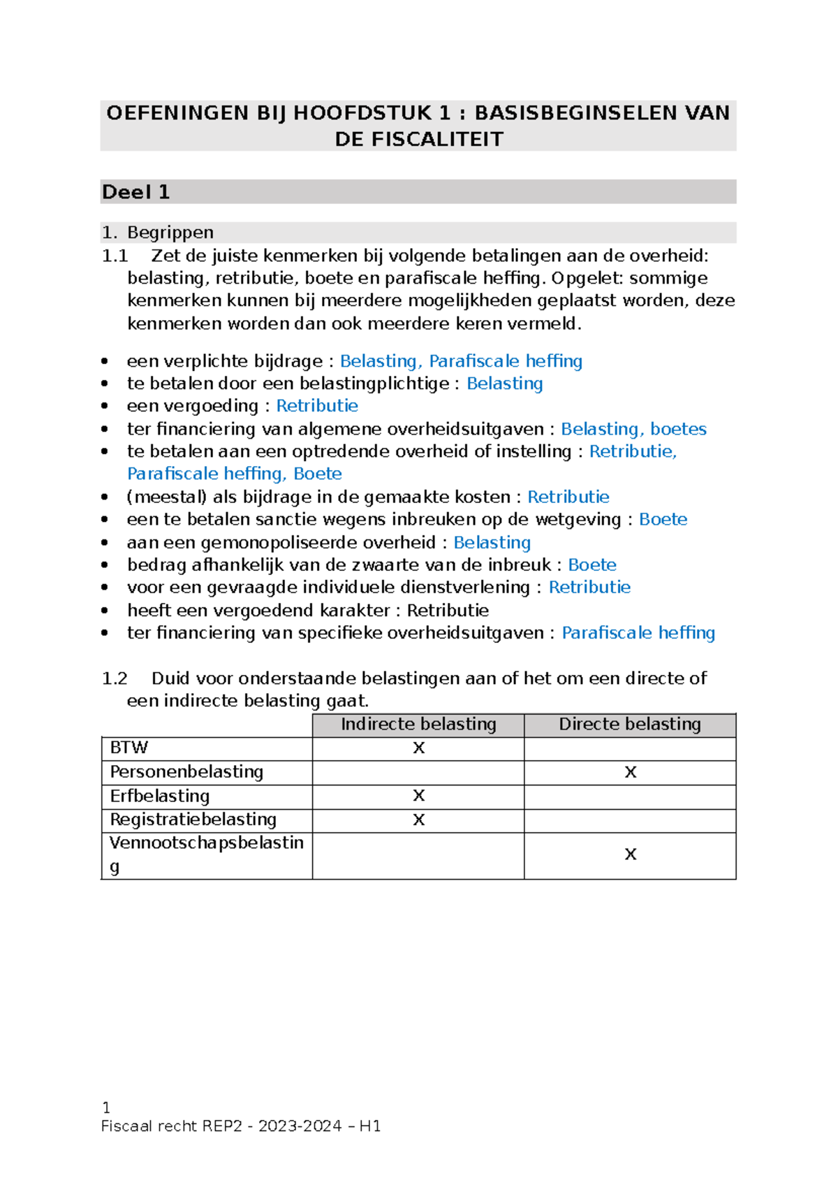 Hoofdstuk 1 oefeningen - Basisbeginselen van de fiscaliteit ...
