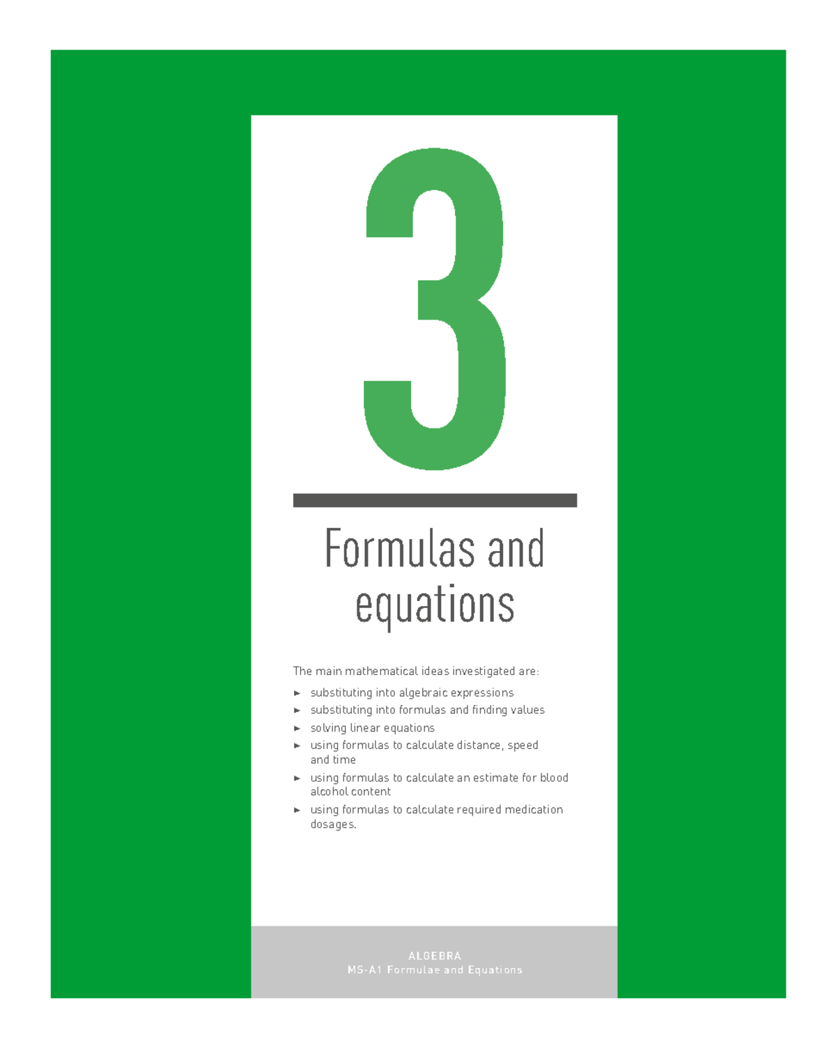 3. Formulas and equations - ALGEBRA MS-A1 Formulae and Equations 3 ...